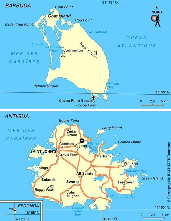 Carte Antigua-et-Barbuda : Plan Antigua-et-Barbuda - Routard.com